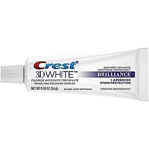 Crest 3D White Brilliance Toothpaste, Vibrant Peppermint, Travel Size, 0.85 oz (24g) - Pack of 12