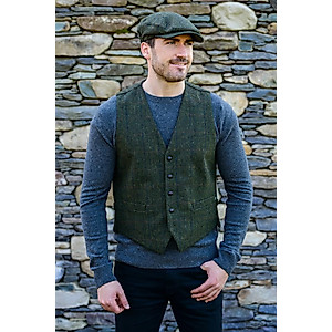 Irish Flat Cap for Men Made in Ireland Kerry Hat 100% Wool Tweed (Small)
