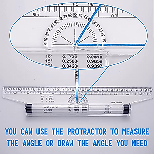 2 Pieces Plastic Measuring Rolling Ruler, Drawing Roller Ruler, Parallel Ruler, Multifunctional Drawing Design Ruler for Measuring, Drafting, Student, School and Office (6 Inch, 12 Inch)
