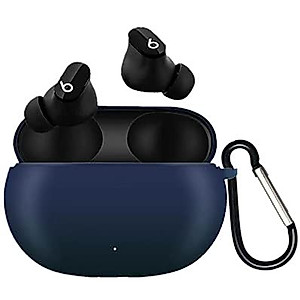 Maidea Silicone Case Compatible with Beats Studio Buds – True Wireless Noise Cancelling Earbuds , Supports Wireless Charging, Protective Silicone with Keychain for Beats Studio Buds (Dark Blue)