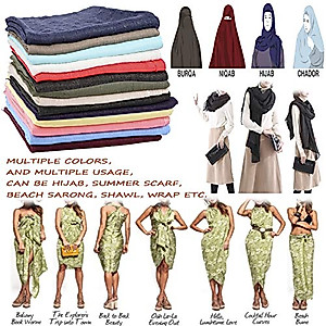 Iristide Womens Long Scarf in Solid Color, Light Weight Large Shawls Wrap for Beach Outdoor Camping Traveling Sunscreen Neckwear 75×43 inch (White)