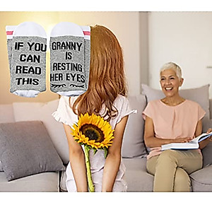 2PAIRS Granny Gift Granny Socks for Grandma If You Can Read This Granny Is Resting Her Eyes(Granny resting eyes)