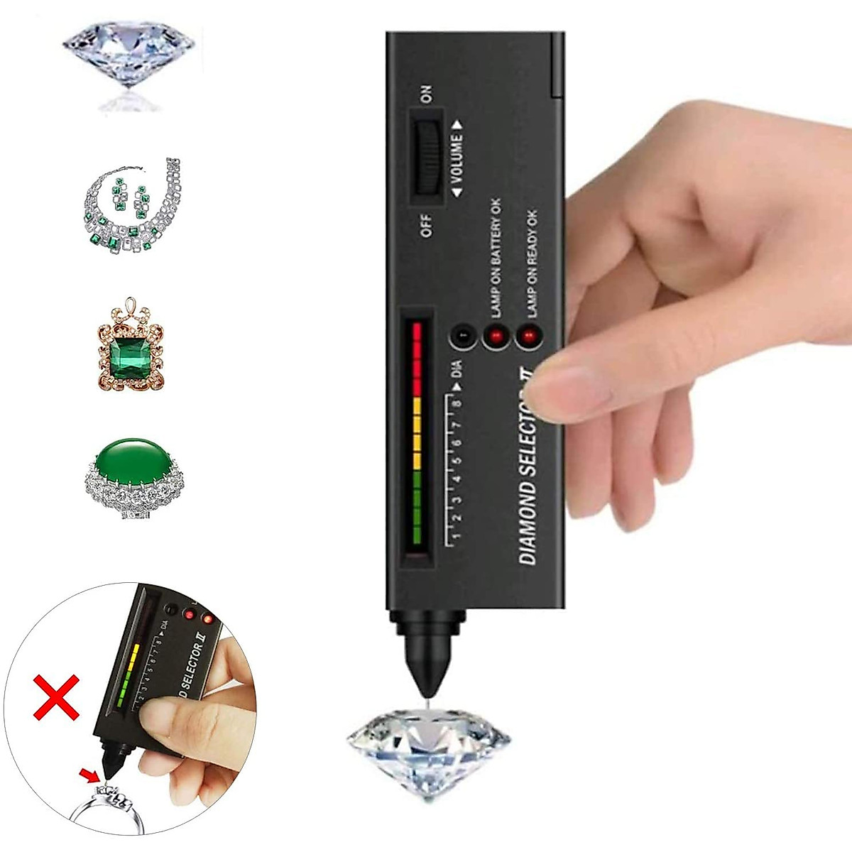 Diamond Tester Pen, High Accuracy Jewelry Diamond Tester＋200g/0.01g Mini Jewelry Scale＋60X Mini LED Magnifying, Professional Diamond Selector for Novice and Expert, Thermal Conductivity Meter