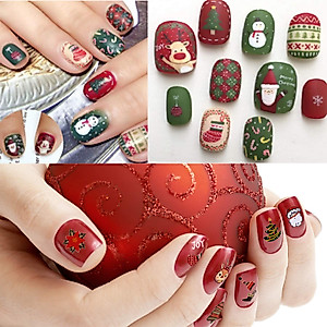 Adurself 1000+ Patterns Christmas Nail Art Decals Xmas 3D Nail Self-Adhesive Stickers Santa Claus Reindeer Snowflakes Snowmen Christmas bells for Women Girls Kids DIY Nail Design Manicure