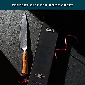 Home Hero 2 Pcs Japanese Knife Collection with Sheath - VG10 Damascus Steel Triple Rivet Kitchen Knife - Ultra Sharp 67 Layers Damascus Knife with Ergonomic Rosewood Handle (8 Inch Chef Knife)