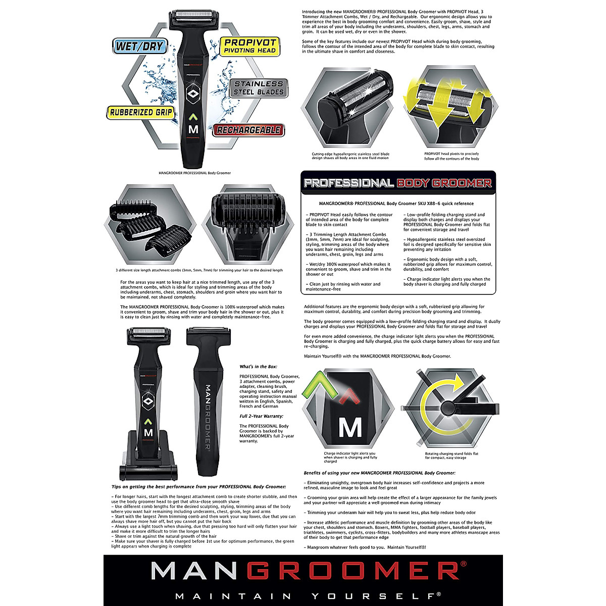 The Super Stud 2 Product Back & Body Bundle by MANGROOMER – Bundle Includes The Essential Back Hair Shaver and The Professional Body Groomer and Ball Groomer