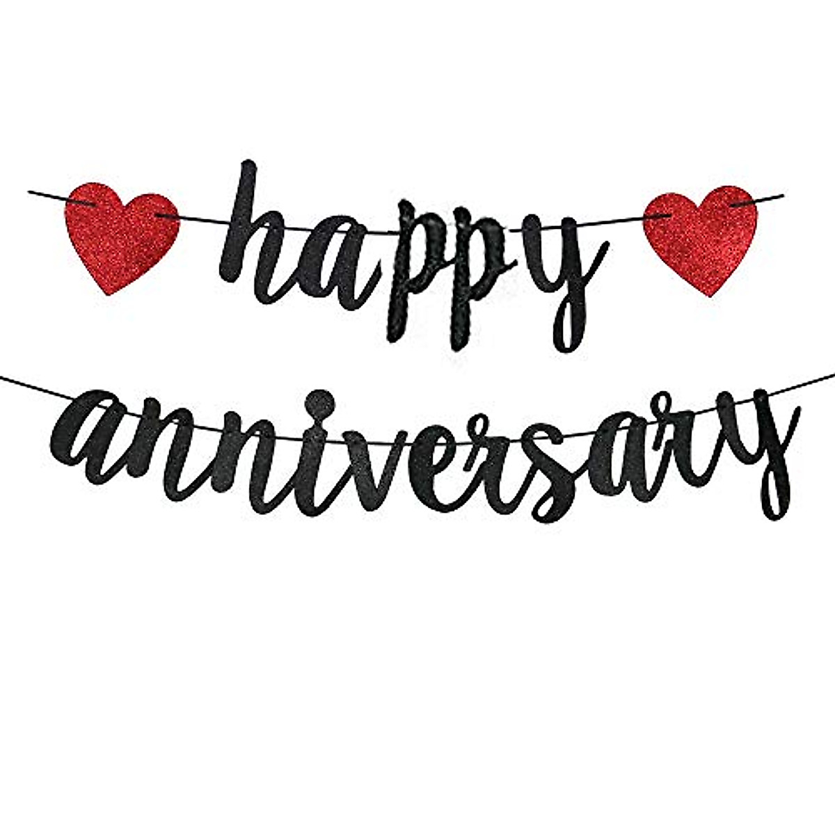 Happy Anniversary Banner,Funny Sign for Wedding Anniversary Party Decorations,Birthday Anniversary Party Bunting(black).