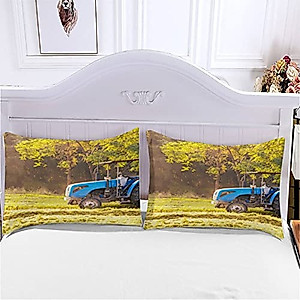 Quilt Cover Queen Size Combine Harvester 3D Bedding Sets Agricultural Tractor Duvet Cover Breathable Hypoallergenic Stain Wrinkle Resistant Microfiber with Zipper Closure,beding Set with 2 Pillowcase