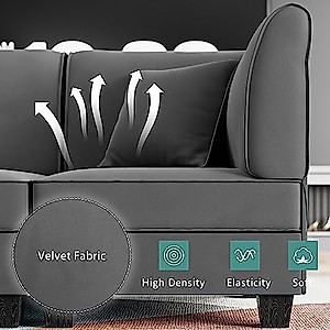 Shintenchi Reversible Modular Sectional Sofa Couch,116" Velvet U-Shaped Sectional Couch Sofa with Ottomans, 6 Pieces Modular Large Sectional Sofa Set for Living Room,Dark Gery