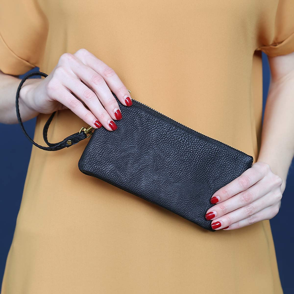 RIAH FASHION Convertible Faux Leather Wallet Purse Clutch - Mini Handbag Detachable Chain Crossbody Strap Phone Holder (Gold)