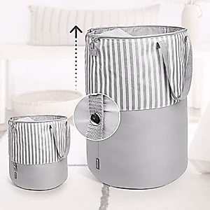 MULISOFT 90L Laundry Hamper with Handles & Zipper, Collapsible Large Laundry Basket, Foldable Clothes Hamper for Laundry, Dorm, Nursery, Bedroom, Travel, Storage for Toys, Blankets, Clothes, Grey