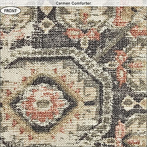 HiEnd Accents Carmen Kilim 3 Piece Comforter Set with Pillow Shams, Gray Medallion, Super Queen Size, Modern, Traditional, Rustic Style Luxury Bedding Set, 1 Comforter and 2 Pillowcases