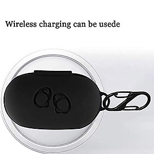 Haotop Case Cover Compatible with Galaxy Buds 2019/Buds+ Plus 2020,Soft Silicone Anti-Lost Earphone Full Protective Cover with Carabiner (Black)