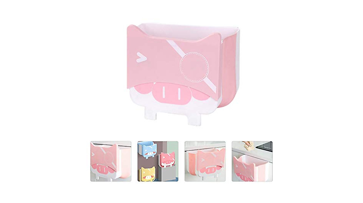 Cabilock Pink Foldable Hanging Trash Can for Kitchen & Home