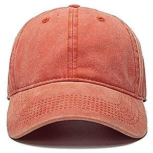 Aedvoouer Men Women Baseball Cap Vintage Washed Distressed Hats Twill Plain Adjustable Dad-Hat,BC-Orange