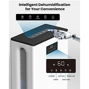 BIZEWO Dehumidifier for Home, Queit Dehumidifiers for Basement, Bathroom, Bedroom with 101 oz Water Tank, Large Room Dehumidifier with 2 Working Mode, Auto Shut Off, 7 Colors LED Light