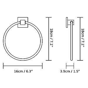 BVL Towel Ring Black, Hand Towel Holder Ring Hanger for Bathroom Kitchen ,Metal Round Towel Holder Wall Mounted Towel Rack,2 Pack 206322