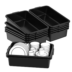 Lasbily 13 L Commercial Bus Box / Utility Box, Plastic Tote Box Tub, 12-Pack, Black