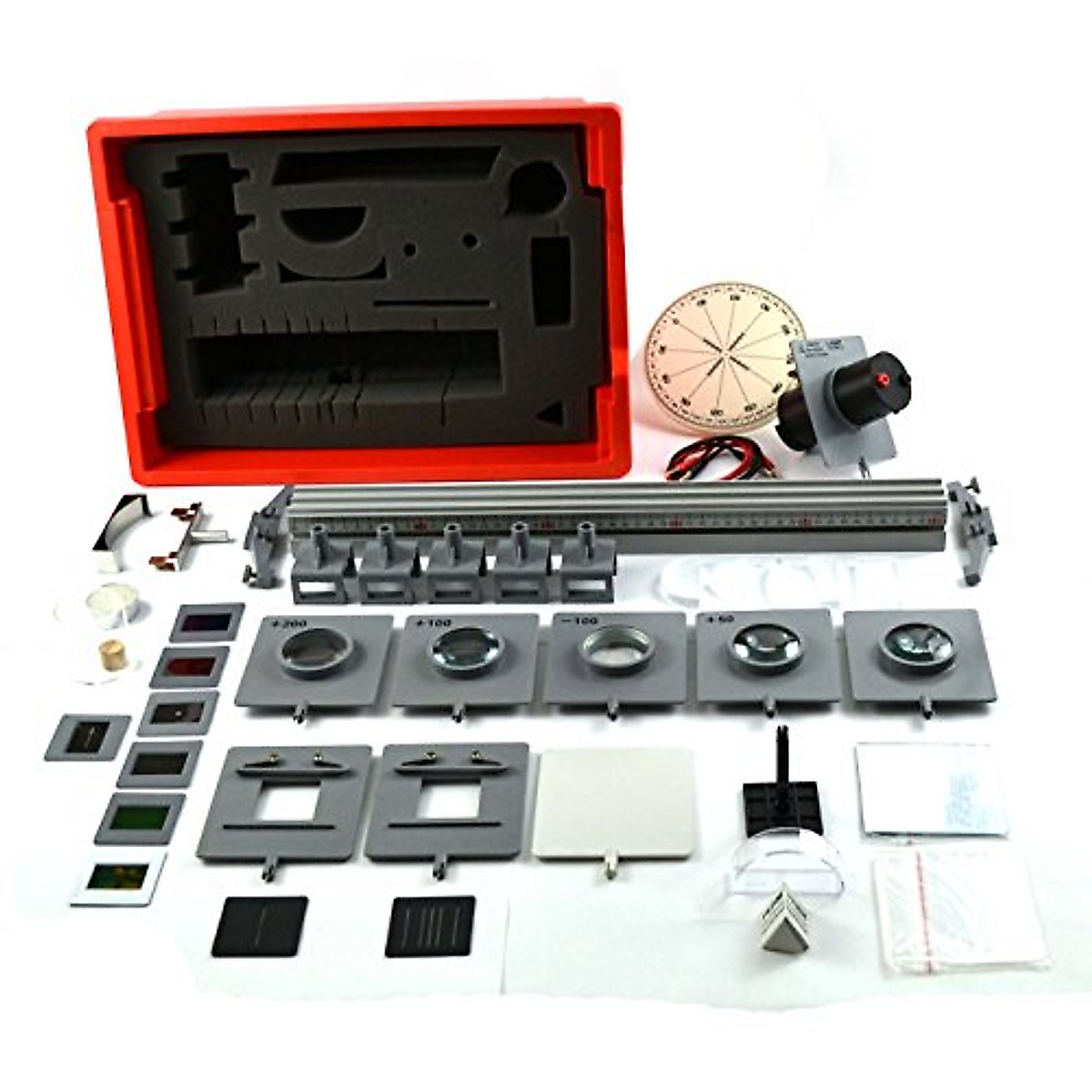 Eisco Labs Complete Optical Bench and Attachment Set, with 20 Lab Activities