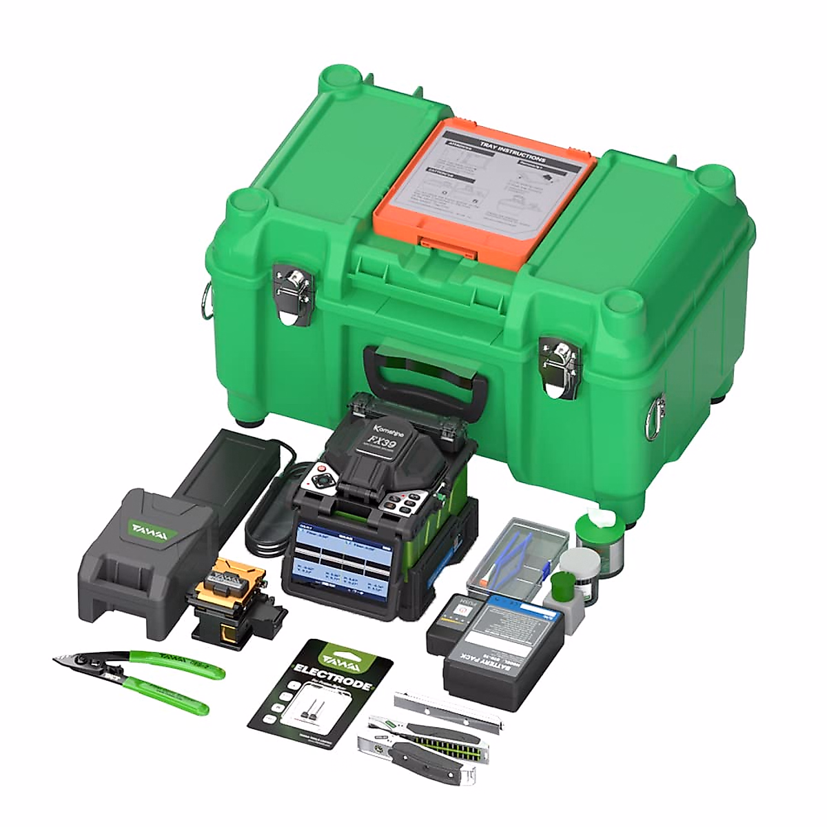 Komshine FX39 Automatic Intelligent Backbon Optical Fusion Splicer 6 Motors 4.3 inch LCD Screen Display Intelligent Optical Welding Machine 6S Splicing Machine 7800mAh Empalmador de fusión óptica