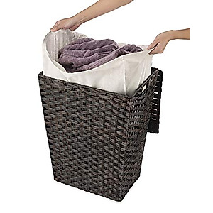 Whitmor Rattique Laundry Hamper with Lid and Removable Liner - Espresso