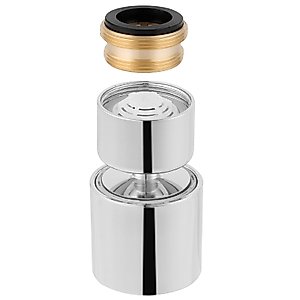 Hibbent NSF/ANSI/CAN 61 Certified Faucet Aerator, CUPC Certification 360° Swivel Kitchen Faucet Aerator, 2 Flow Sprayer Modes Water Saving Faucet Extender-55/64"-27UNS Female Thread/Polished Chrome