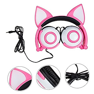 Vaguelly Glowing Headphones Over Ear Headphones On Ear Audio Headphones Wired Gaming Headset Glowing Earphone Earbuds Wired Lighting Headset Ears Earphones Shine PVC Fitness Microphone