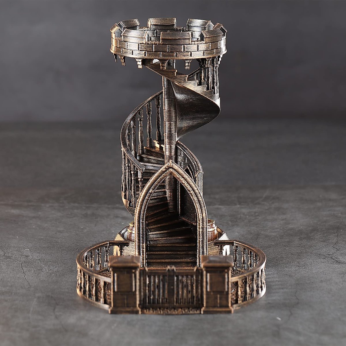 AUSPDICE Dice Rolling Tower and Tray Retro Castle Mold Color for Tabletop Games, D&D and RPG Games (Bronze Color)
