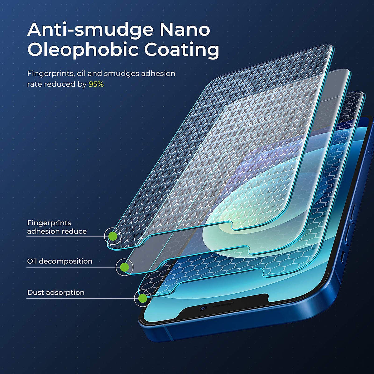 ORIbox Glass Screen Protector for iPhone 12 Pro Max, 3 Packs Anti-Scratch Eye-Protection HD Clear Tempered Glass Screen Protector