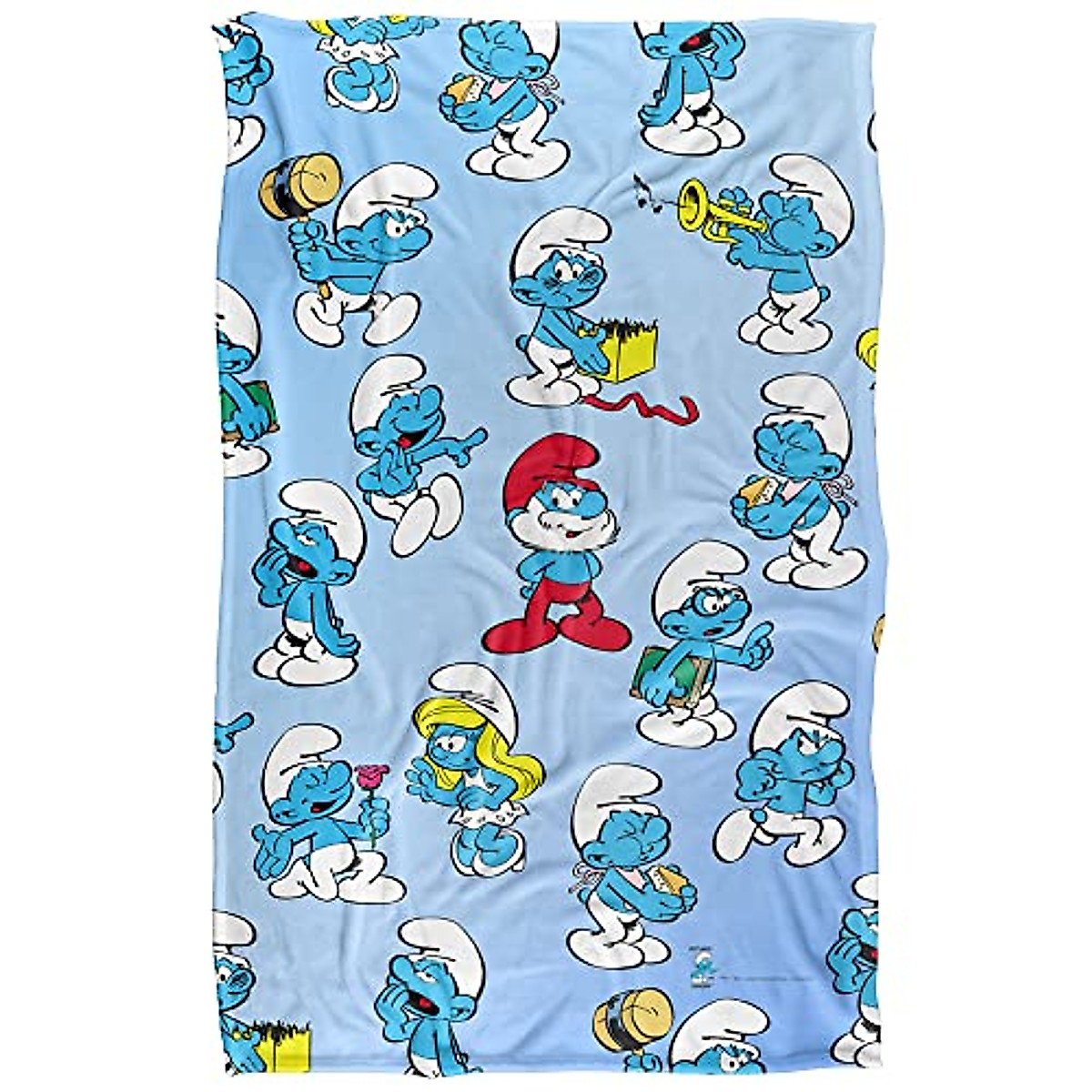 The Smurfs Blanket, 36"x58" Smurfs All Over Silky Touch Super Soft Throw Blanket