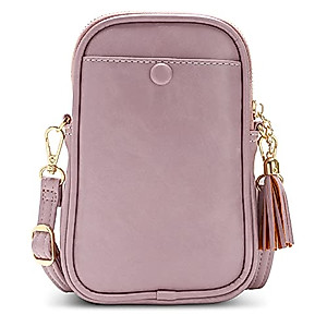 APHISON Cell Phone Purse Crossbody for Women, Butterfly Leather Phone Crossbody Bags for Women, Cute Phone Bag for Teen Girls with Tassel Adjustable Long Strap Purple