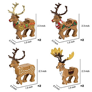 Sawaruita Christmas Reindeer Figures Animals Building Blocks Model Brick Set Accessories Decorations, Christmas Tree Ornaments Toys Compatible with Major Brand