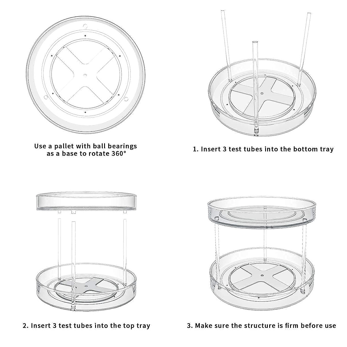 VAEHOLD 2 Tier Lazy Susan Turntable Spice Rack Organizer for Kitchen Cabinet, Farmhouse Tiered Tray Decorative Trays for Fruit, Snacks - Organizer for Cupboard, Pantry, Bathroom, Table