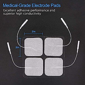 LotFancy TENS Unit Replacement Pads, 80Pcs 2" x 2" Adhesive Electrodes Pads for Muscle Stimulator Massager, Reusable Electrotherapy Pads