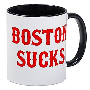 Boston Sucks Mug - Ceramic RINGER 11oz Coffee/Tea Cup Gift Stocking Stuffer