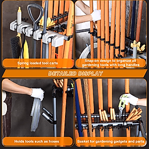 JGLDG Garden Tool Storage Rack with Wheels Heavy-Duty Organizer for Garage, Yard, and Garden Tools