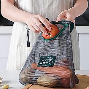 Qingsm 2PCS Household Kitchen Storage Net Bag,Reusable Shopping Bag,Hanging Storage Bag for Fruit and Vegetable Onion Garlic Potatoes and tomatoes