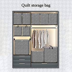 Houndstooth Clothing Storage Bins with Double Zipper & Handle, Cloth Organizer Sheets Organizer for Closet, Large Storage Bags, Folding Storage Box, Stackable Storage Bins