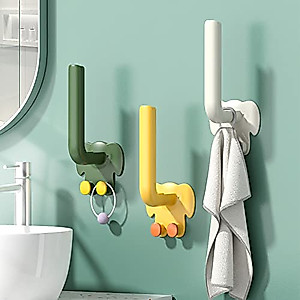 Smalibal 2Pcs Storage Coat Hooks Wall Hooks, Cartoon Elephant Pattern Hook Organizer Heavy Duty Wall Mounted Hooks, Hooks Decorative for Wall Hanging Coats, Key, Cup, Cloth, Hat White