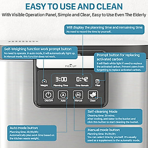 Electric Composter for Kitchen Indoor: 3.8L Large Capacity Odorless Composter Kitchen Counter, Smart Auto Garbage Disposal Home Compost Machine With Timer Display, Turn Waste to Pre-Compost for Plants