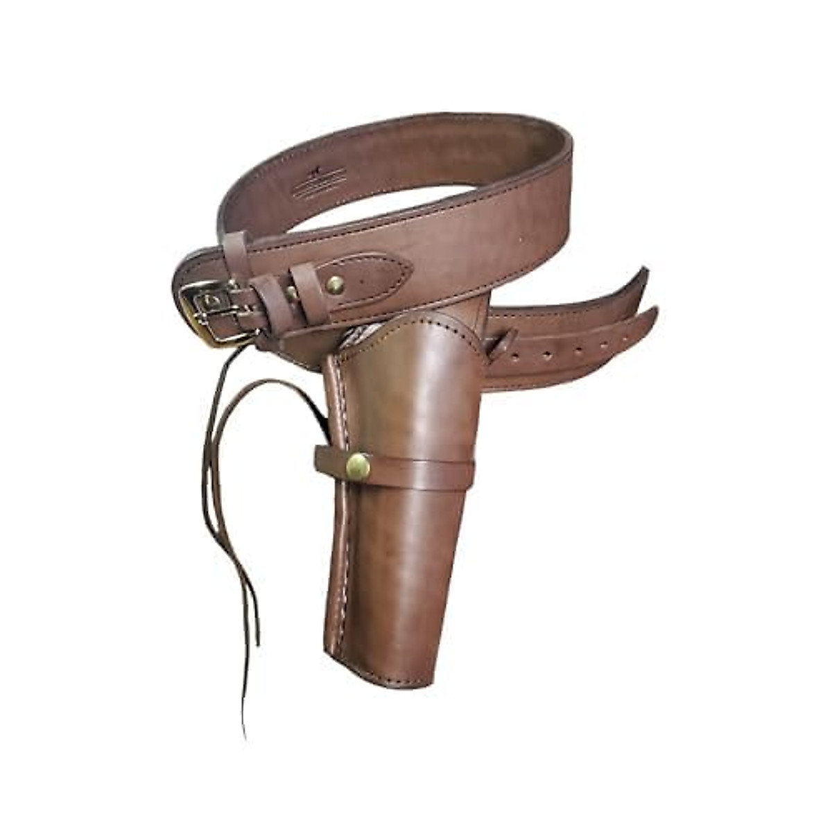 Gun Belt with Right Handed Tooled Holster Combo - 22 Caliber - Leather - Brown (brown,40") - sizes are for hip size