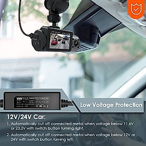 【Bundle: Vantrue E1 Lite 1080P WiFi Mini Dash Cam + Type C USB Hardwire Kit】Vantrue E1 Lite 1080P WiFi Mini Dash Cam with GPS and Speed, Free App, Voice Control Detachable Dash Camera,24H Parking Mode