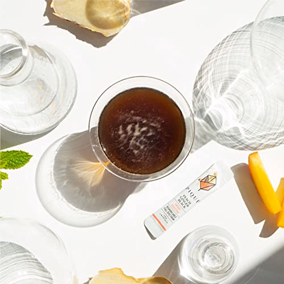 Pique Organic Peach Ginger Tea Crystals - Caffeinated Black Tea For Energy, Prebiotic Polyphenols Support Healthy Digestion - 14 Single Serve Sticks (Pack of 1)