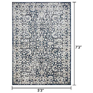 LOOMAKNOTI Kehleigh Otindas 5' x 7' Blue Oriental Indoor Area Rug