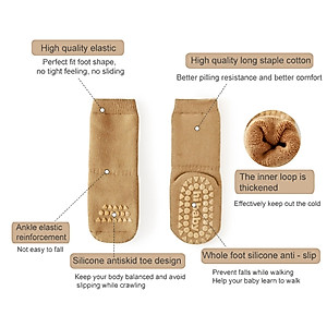 BEHELE Baby Non Slip Grip Socks Toddler Knee High Anti Skid Crew Slipper Crawling Socks for Girls Boys Newborn (S(0-12 months))