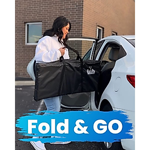 PARTYPONG Black Folding Portable Party Bar with Black Skirt, Storage Shelf, and Carrying Bag - Single Set