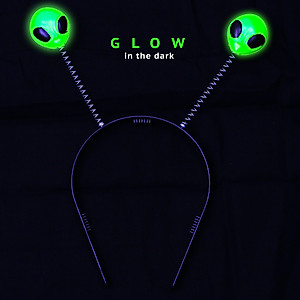 Alien Boppers Kids Headband Party Favors - Glow in The Dark Headbands Aliens - Pack of 12