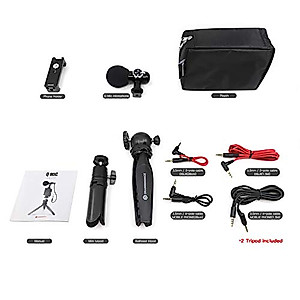 ORANGEMONKIE / Q-Mic (All-in-One ASMR Direct Omni 360° Microphone, 2 Tripod, 4 Cables, Phone Holder, Case) / Smartphone, DSLR Video Recording Kit for YouTube, TikTok, Vlogging, Filmmaker