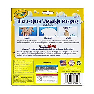 Crayola Ultra Clean Washable Markers (10 Count), Broad Line Markers For Kids, Great For Crafting & School Supplies, Nontoxic