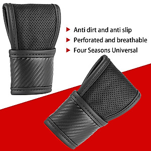GKmow 1 PC Car Gear Shift Knob Cover, Carbon Fibre Gear Stick Protector, Leather Automobile Interior Accessories with Side Opening Design, Universal for Most Cars, SUVs and Vans (Black)